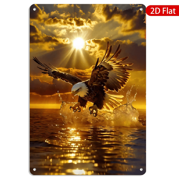8x12 Inch Metal Wall Art Bald Eagle Sunset Flight Tin Metal 1pc for ...