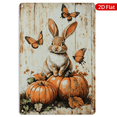 8x12 Inch Metal Wall Art, Cute Rabbit Sitting on Pumpkins with Monarch ...