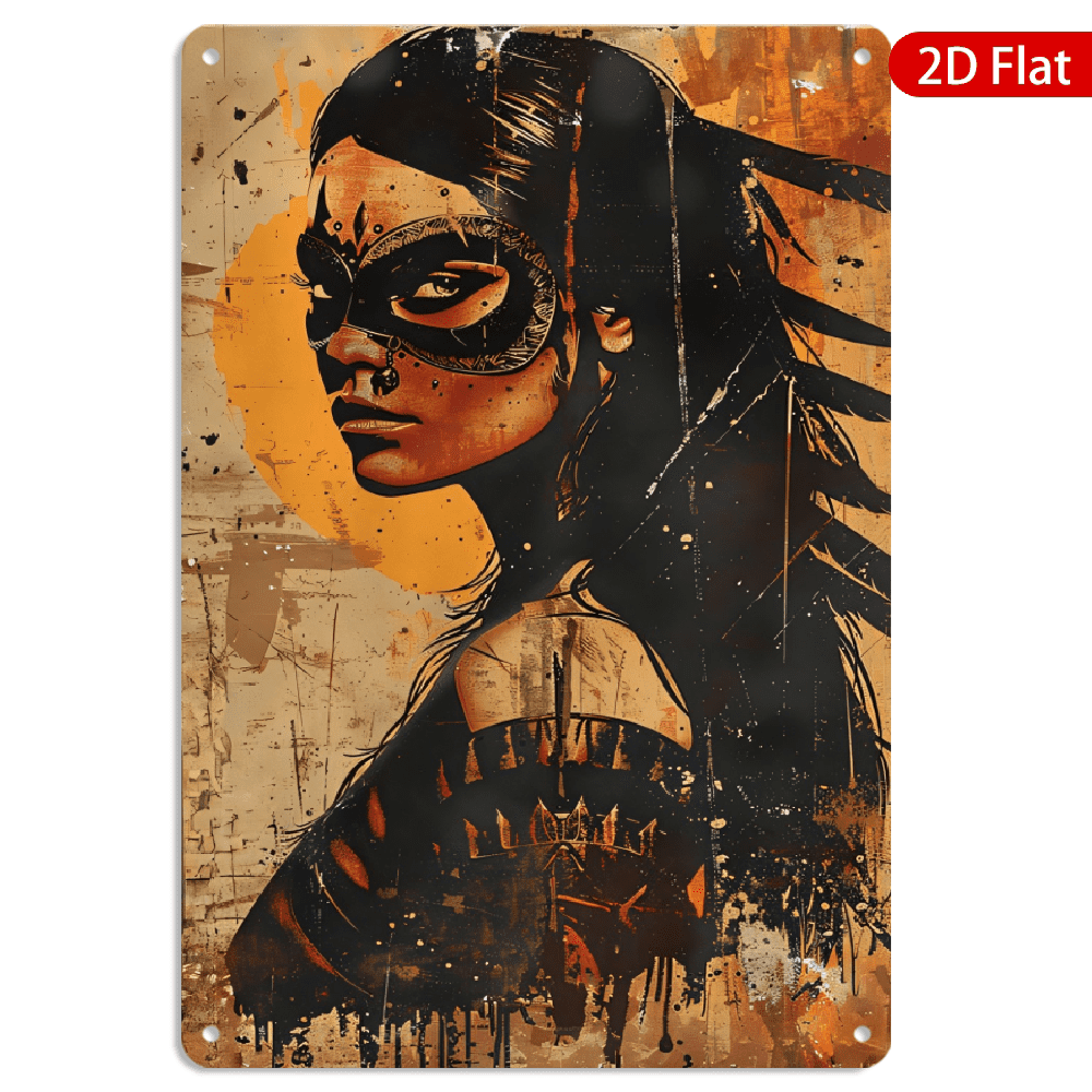 8x12 Inch Metal Wall Art, Edgy Urban Woman Portrait with Street ...