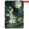 8x12 Inch Metal Wall Art, Ethereal Moonlit Lotus Woman Fantasy ...