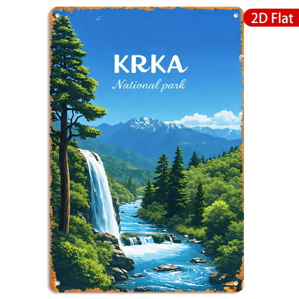 8x12 Inch Metal Wall Art Krka National Park Waterfall Landscape Vintage ...