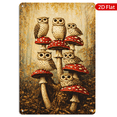 8x12 Inch Metal Wall Art Rectangular Owl On Red Mushroom Vintage ...