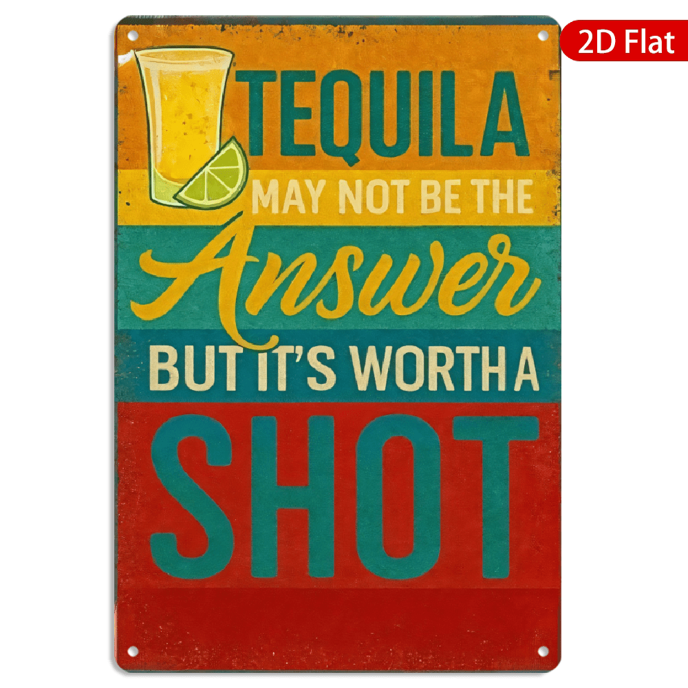 8x12 Inch Metal Wall Art Rectangular Tequila Shot Glass Vintage Retro ...