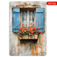 8x12 Inch Metal Wall Art, Rustic Blue Window with Coral Floral Box ...