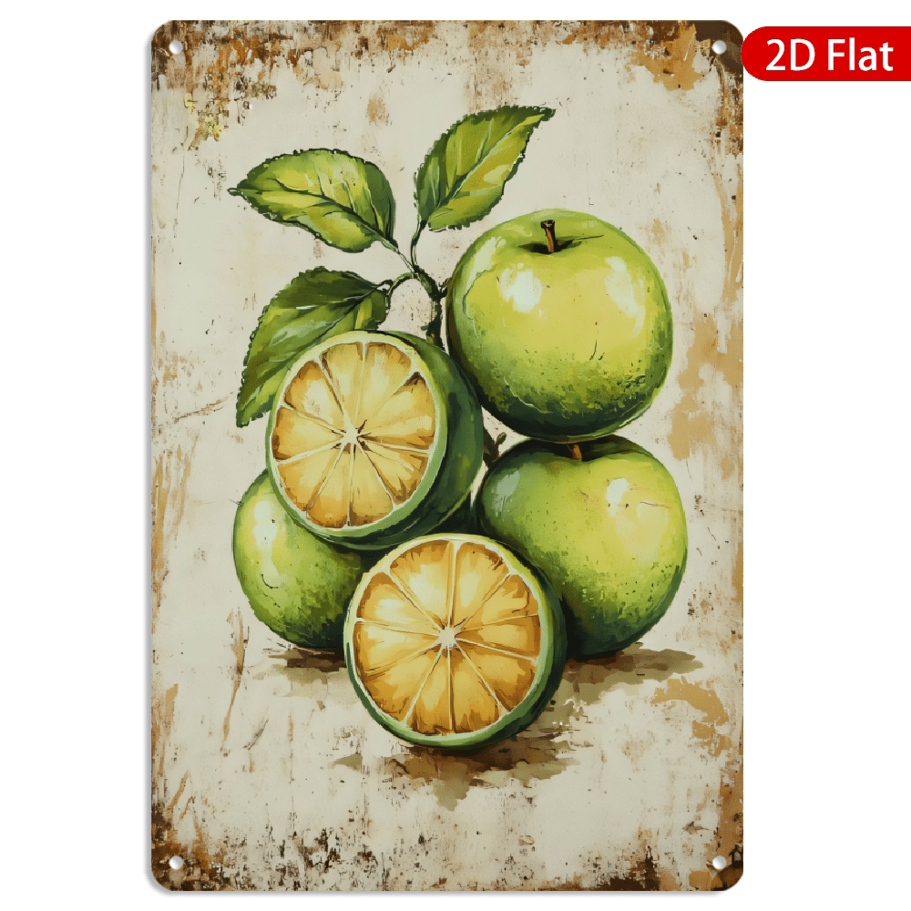 8x12 Inch Metal Wall Art, Rustic Still Life Citrus Fruit Design ...