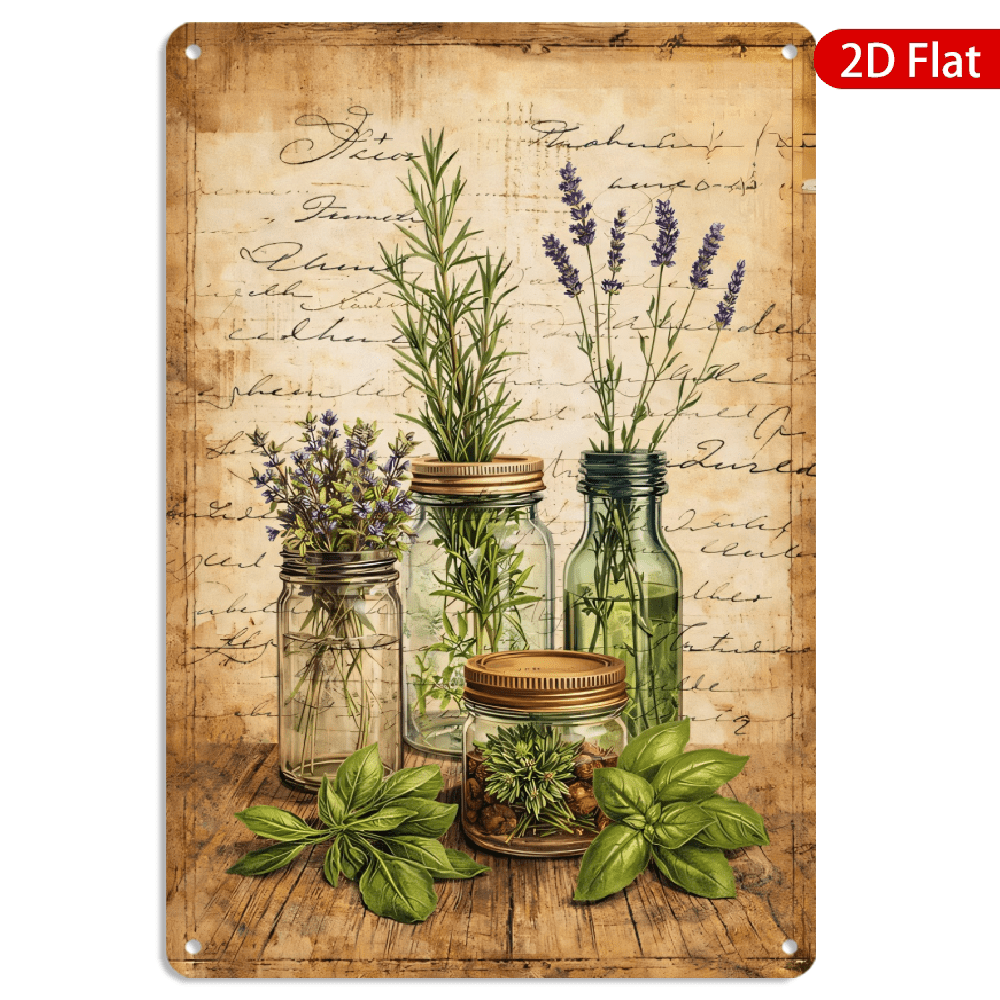 8x12 Inch Metal Wall Art Rustic Vintage Herb Apothecary Illustration on ...