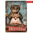 8x12 Inch Metal Wall Art, Tabby Cat Baking Cookies Rustic Design ...