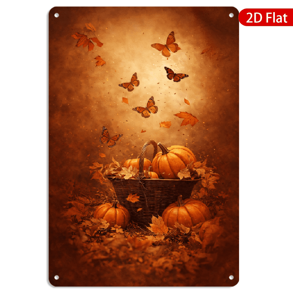 8x12 Inch Metal Wall Art, Vintage Autumn Harvest Pumpkins and ...
