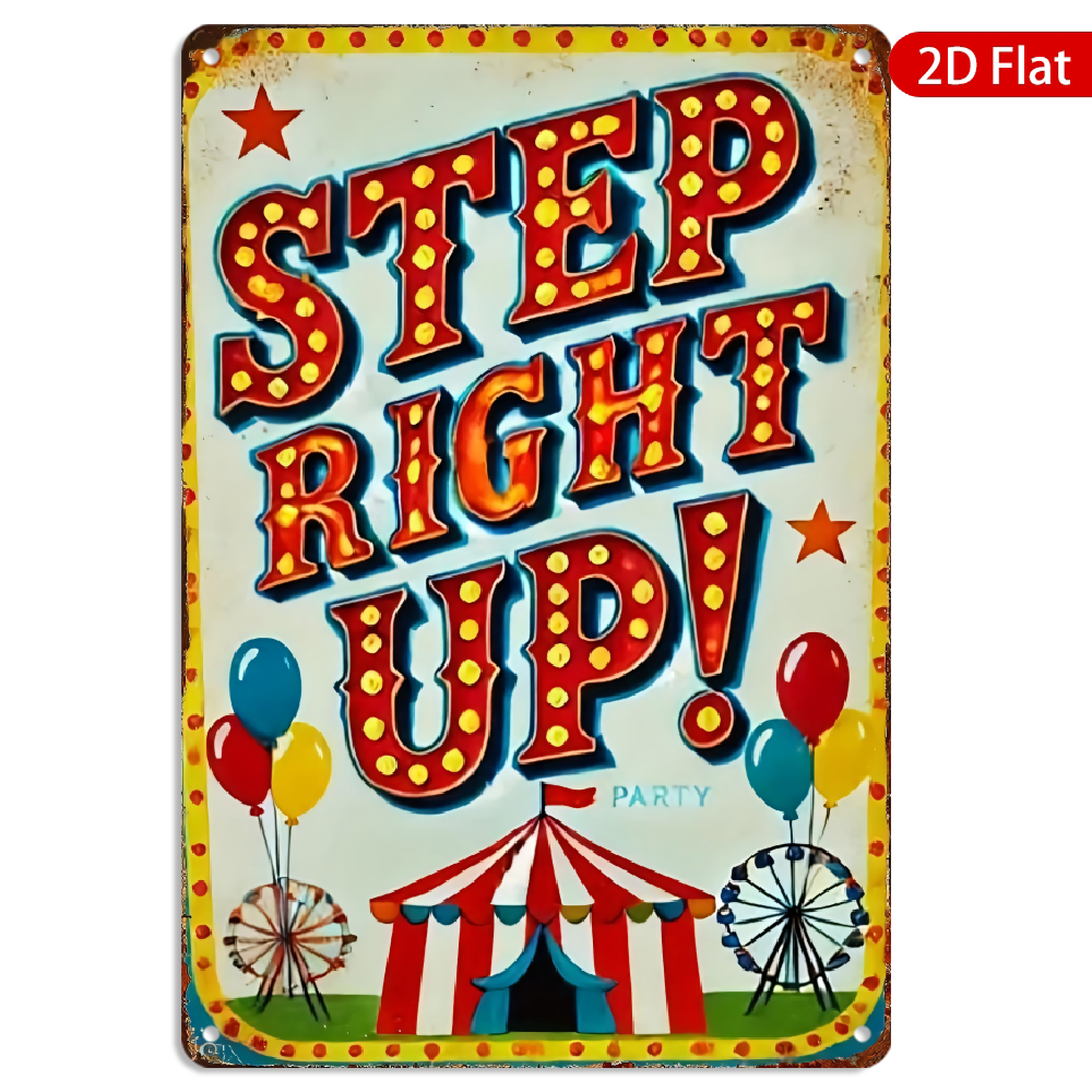 8x12 Inch Metal Wall Art, Vintage Carnival Theme Step Right Up Circus ...