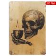 8x12 Inch Metal Wall Art, Vintage Distressed Skull Coffee Mug Skeleton ...