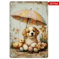 8x12 Inch Metal Wall Art, Vintage Easter Puppy with Chick and Floral ...