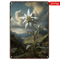 8x12 Inch Metal Wall Art Vintage Edelweiss Flower Mountain Landscape ...