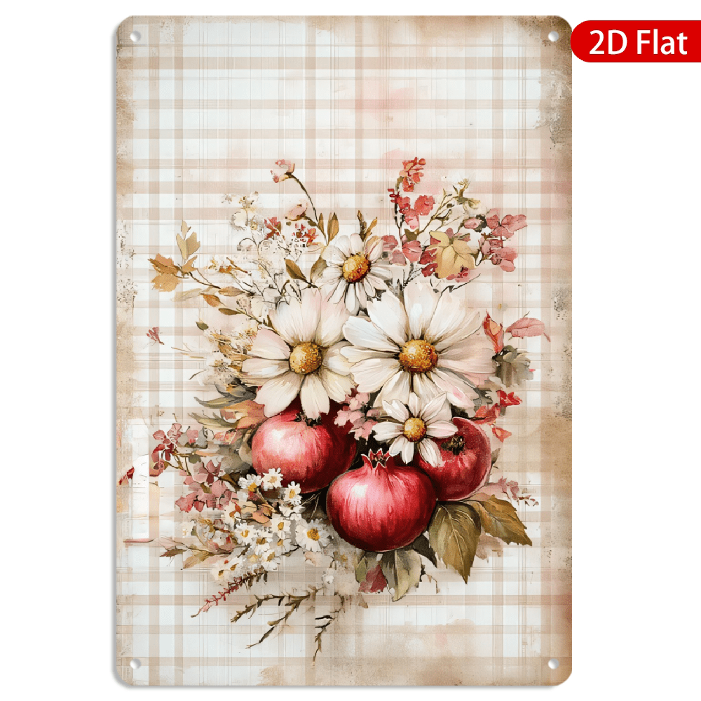 8x12 Inch Metal Wall Art, Vintage Floral and Fruit Botanical Print ...