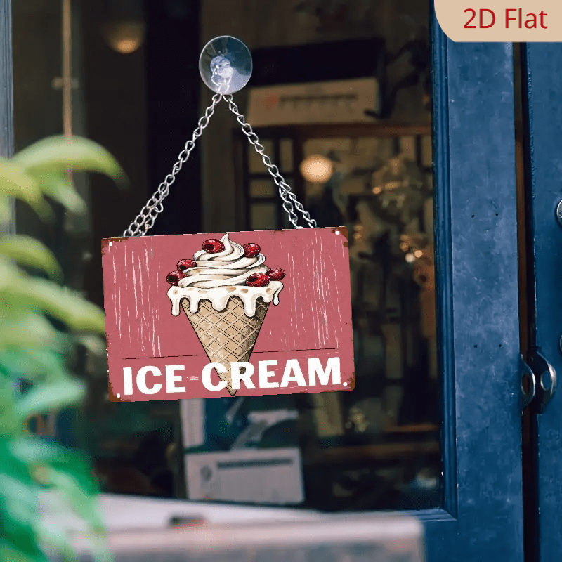 8x12 Inch Metal Wall Art, Vintage Ice Cream Cone Illustration with ...