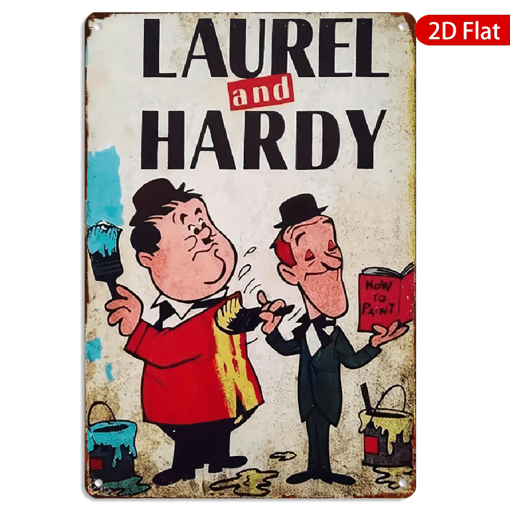 8x12 Inch Metal Wall Art, Vintage Laurel and Hardy Painting Scene Retro ...
