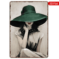 8x12 Inch Metal Wall Art Vintage Mystery Woman Green Hat Red Lips ...