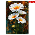 8x12 Inch Metal Wall Art Vintage White Flower Bouquet Rectangular Tin ...