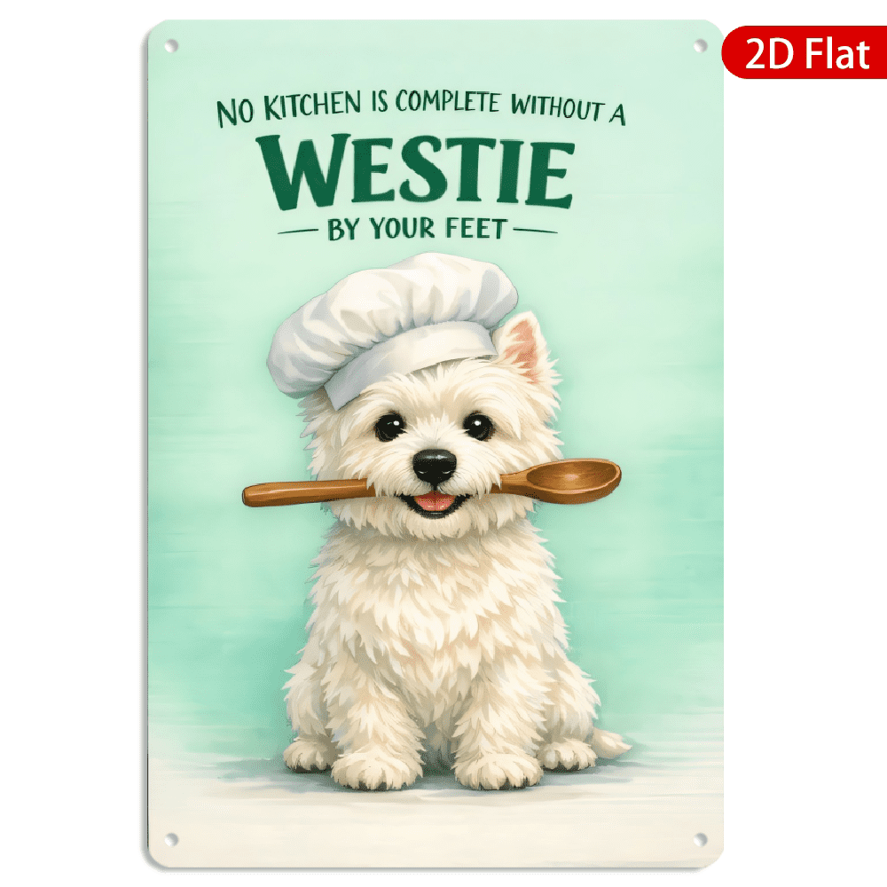 8x12 Inch Metal Wall Art Westie Chef Dog Kitchen Humor Metal Decor 1pc ...