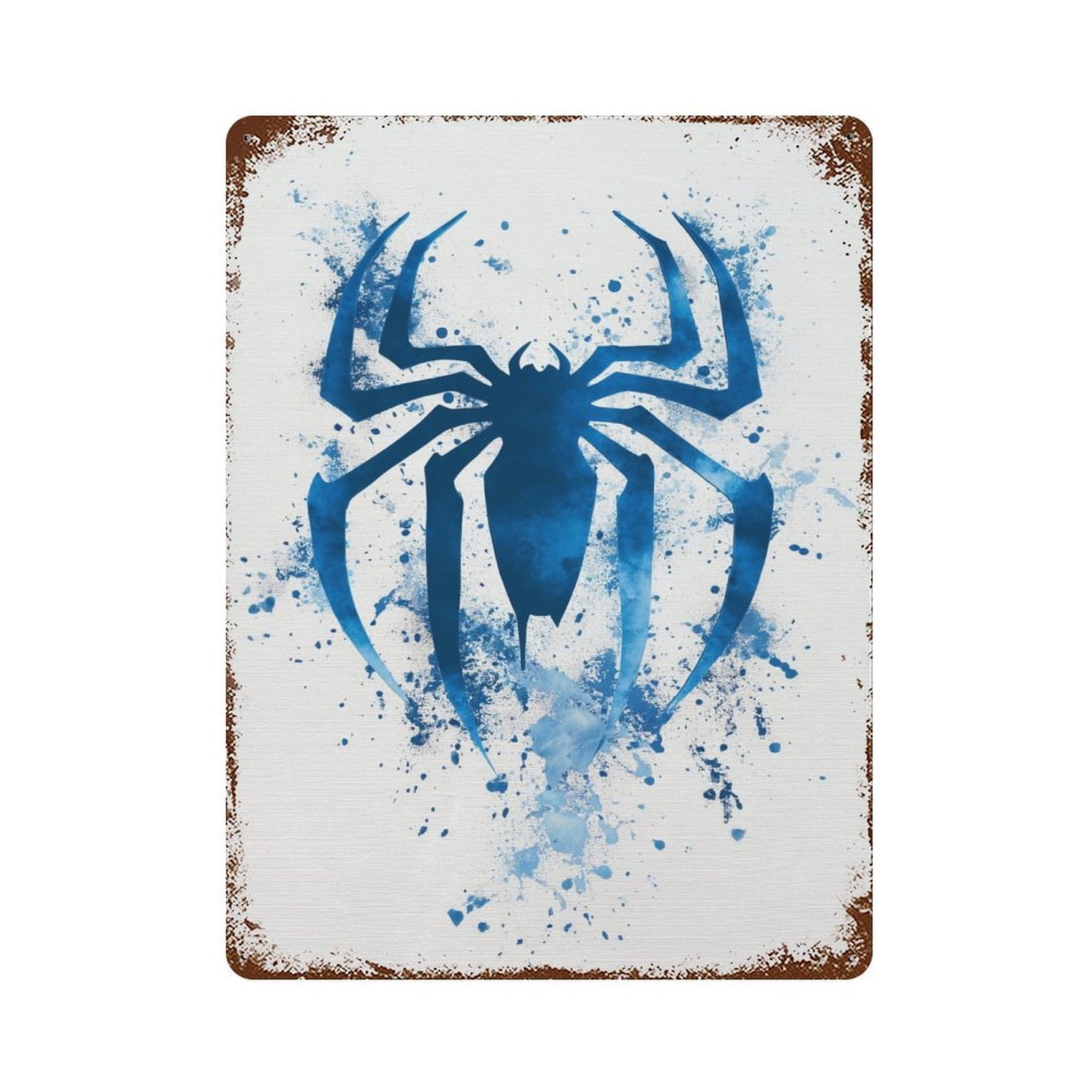 8x12 Inch Modern Art - Blue And White Painted Spider Tin Metal ...