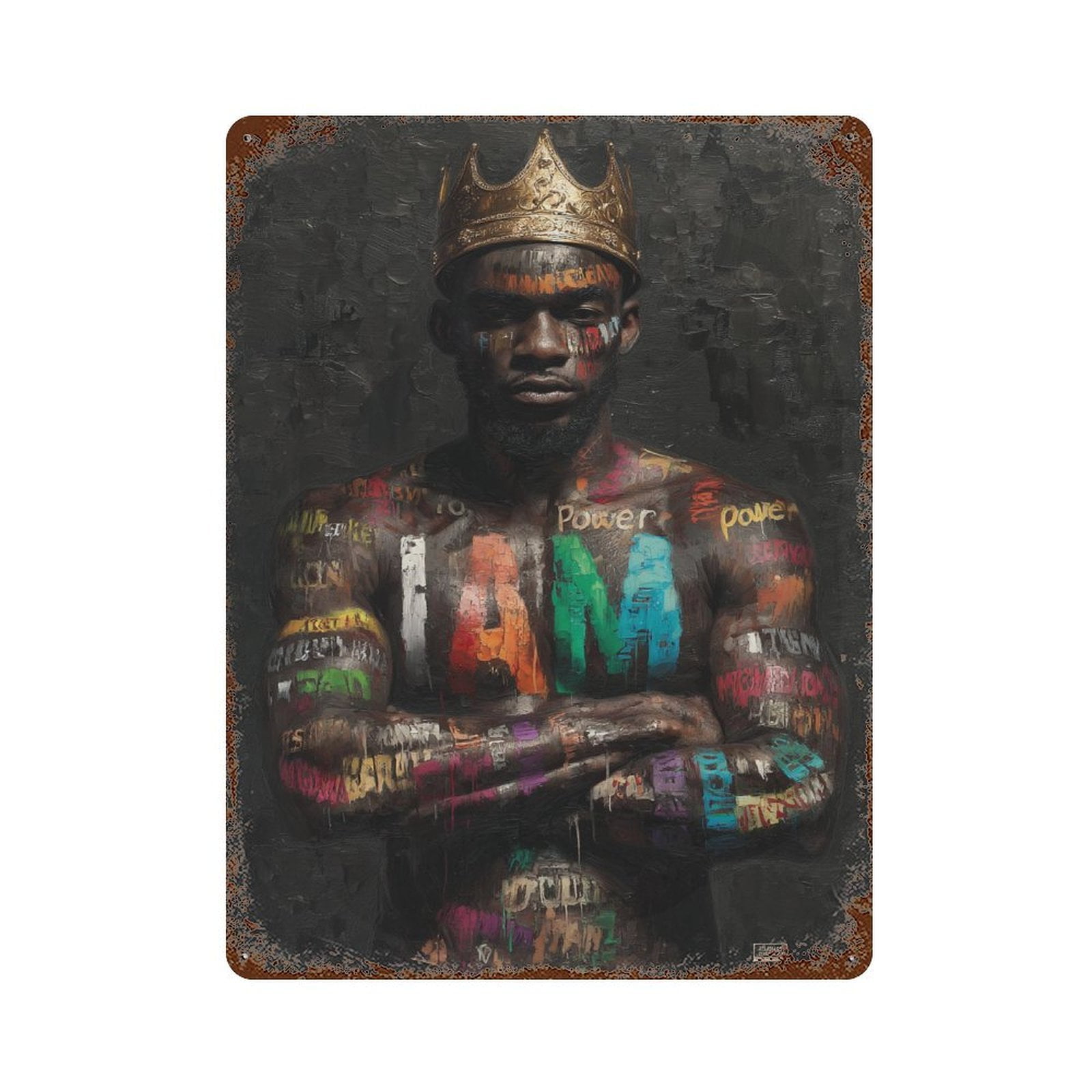 8x12 Inch Modern Art - Painted Muscle Man I AM MIGHTY Tin Metal ...