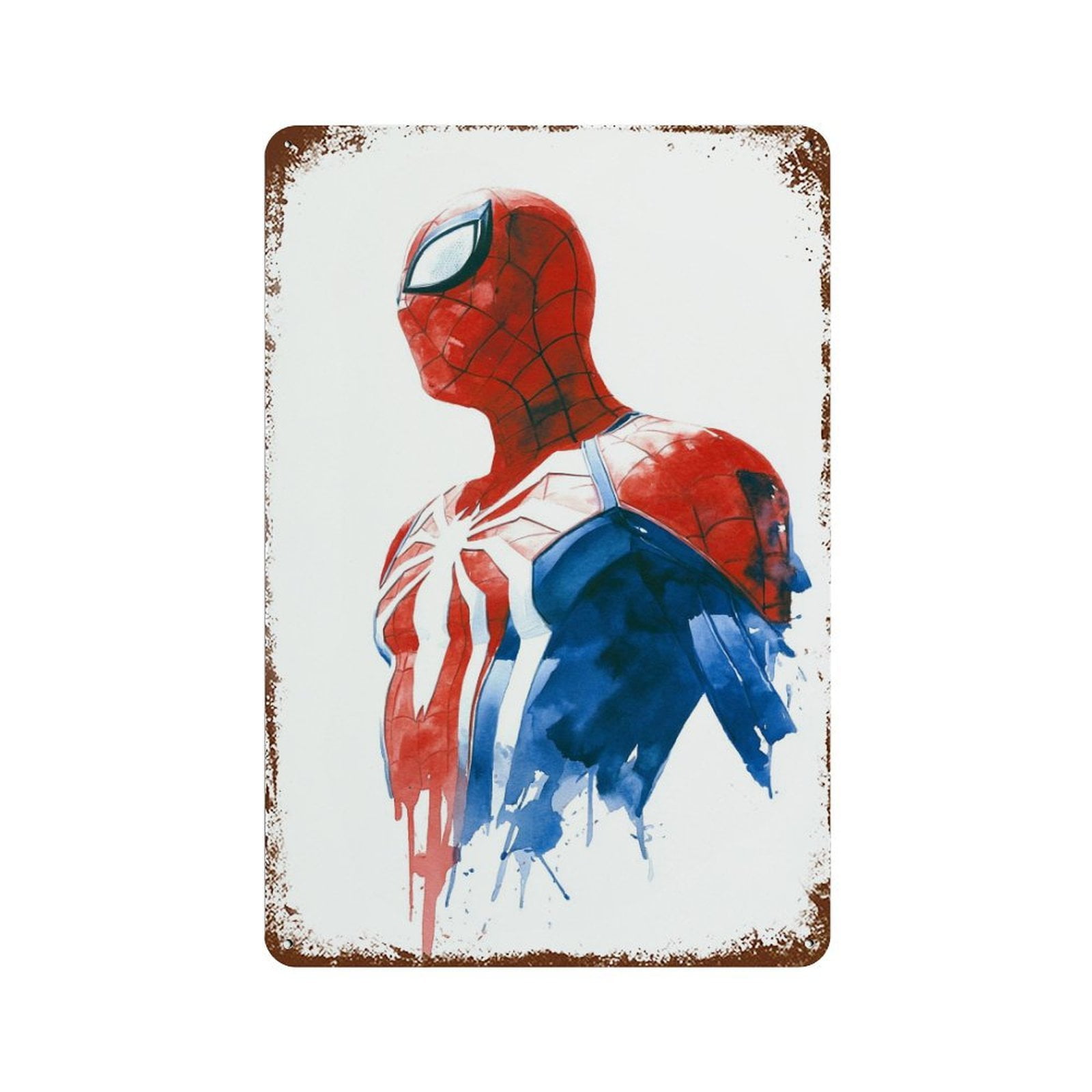8x12 Inch Modern Art Watercolor Red And Blue Spider Man Tin Metal ...