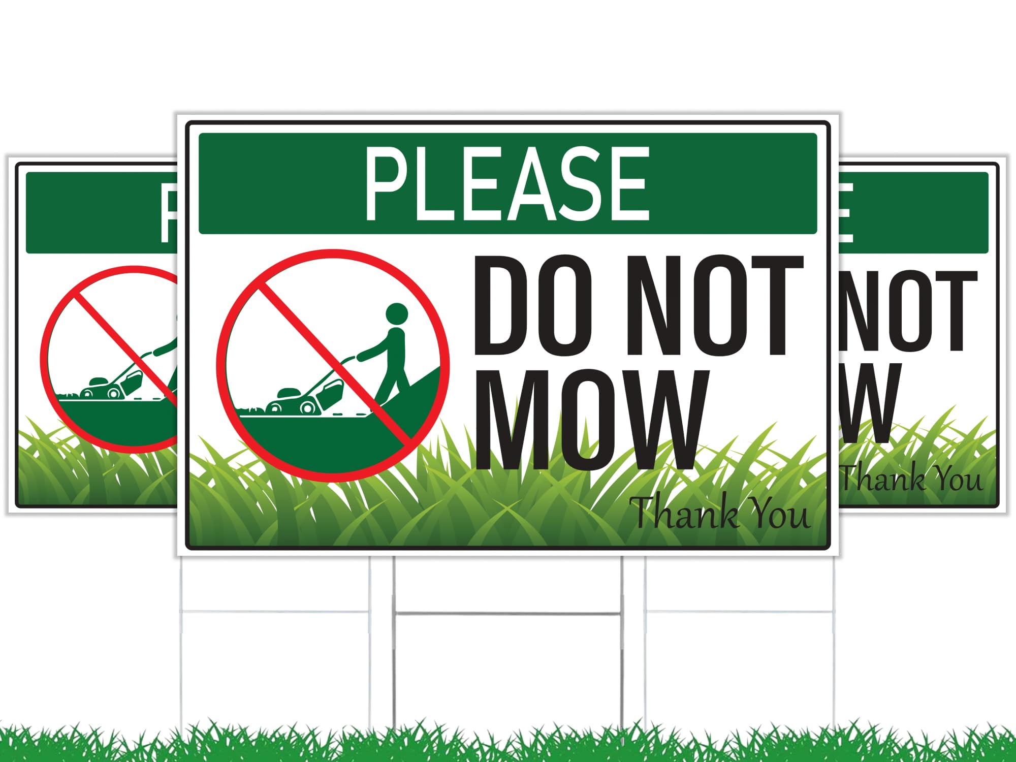 8x12 Inch Do Not Mow Sign with Stake - Plastic - No Mow May Yard Sign ...