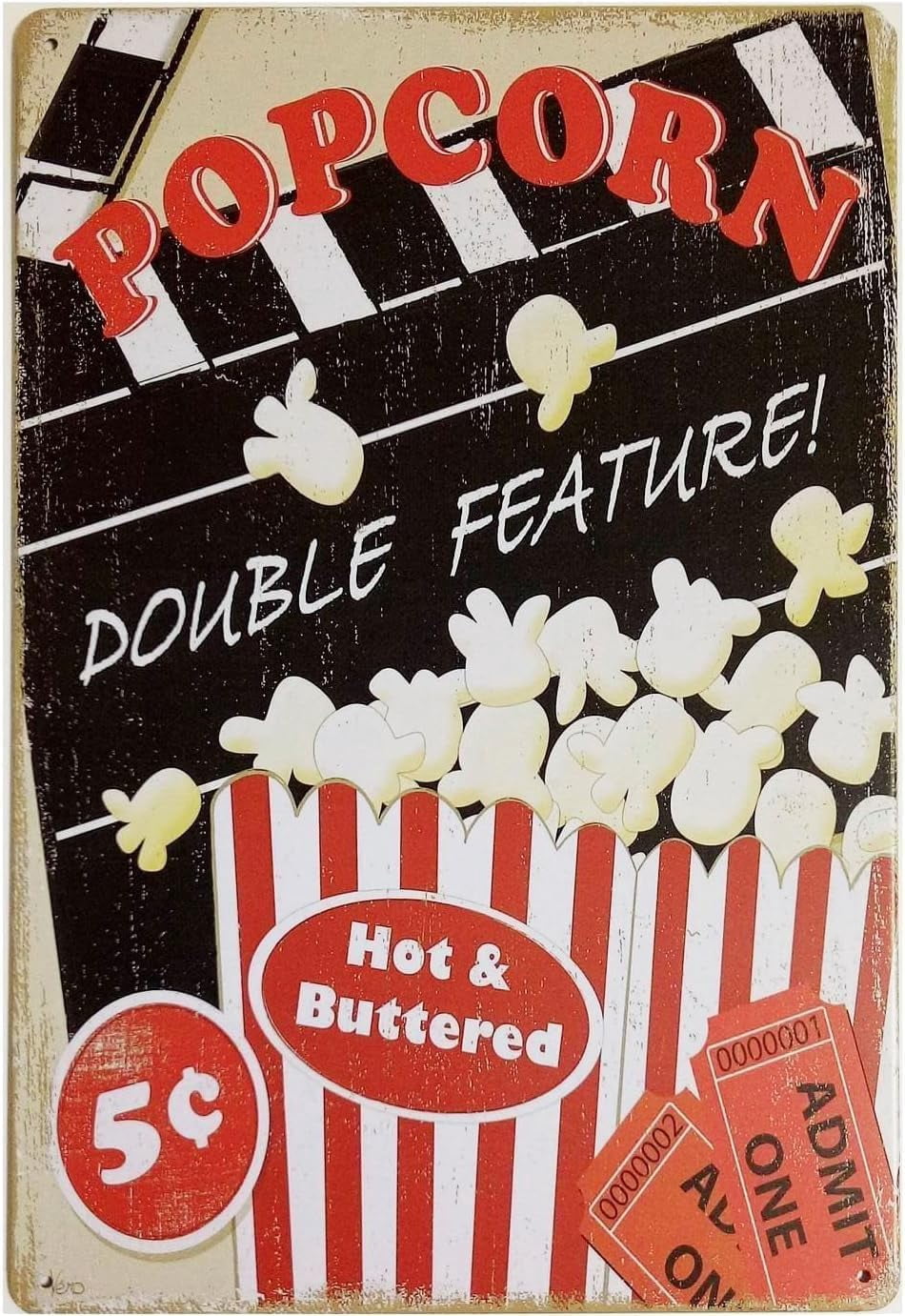 8x12 Inch Popcorn Metal Tin Sign Vintage Retro Art Decor House Cinema ...