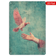 8x12 Inch Rectangular Metal Wall Art Vintage Pigeon Flight with Open ...