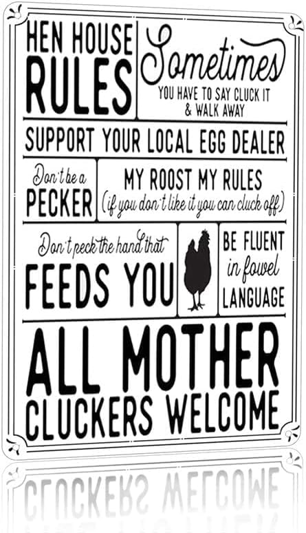 8x12 Inch Retro Chicken Rules Sign Hen House Rules My Roost My Rules ...