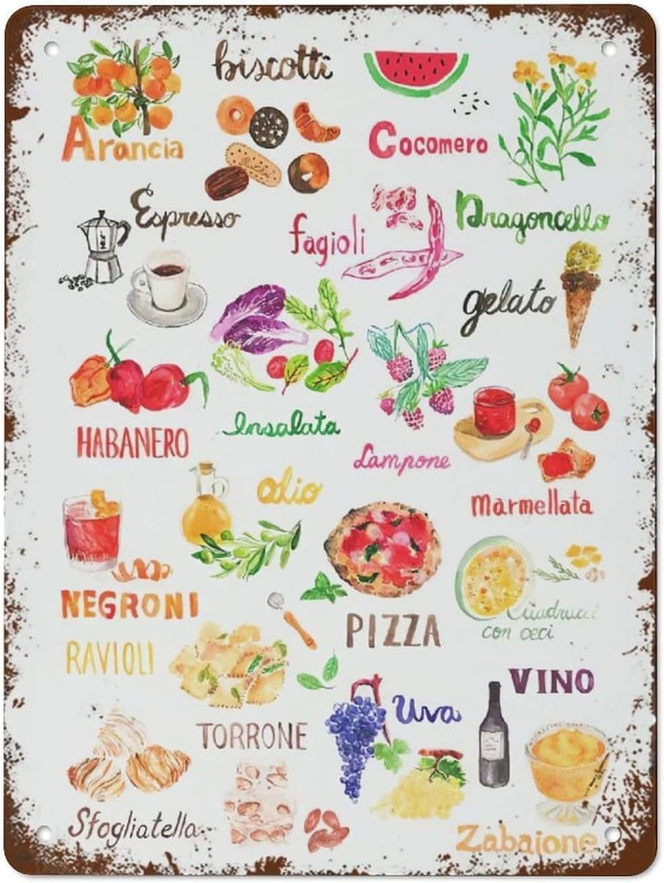 8x12 Inch Retro Metal Tin Sign Vintage Signs Italian Food Poster ...