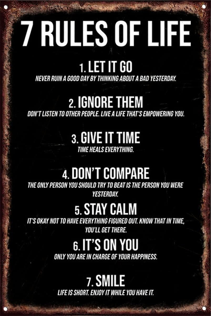 8x12 Inch Rules Of Life Wall Art Life Rules For Success Positive ...