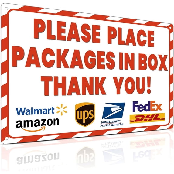 8x12 Inch Rust-Free Aluminum Package Delivery Sign for Outdoor Use ...