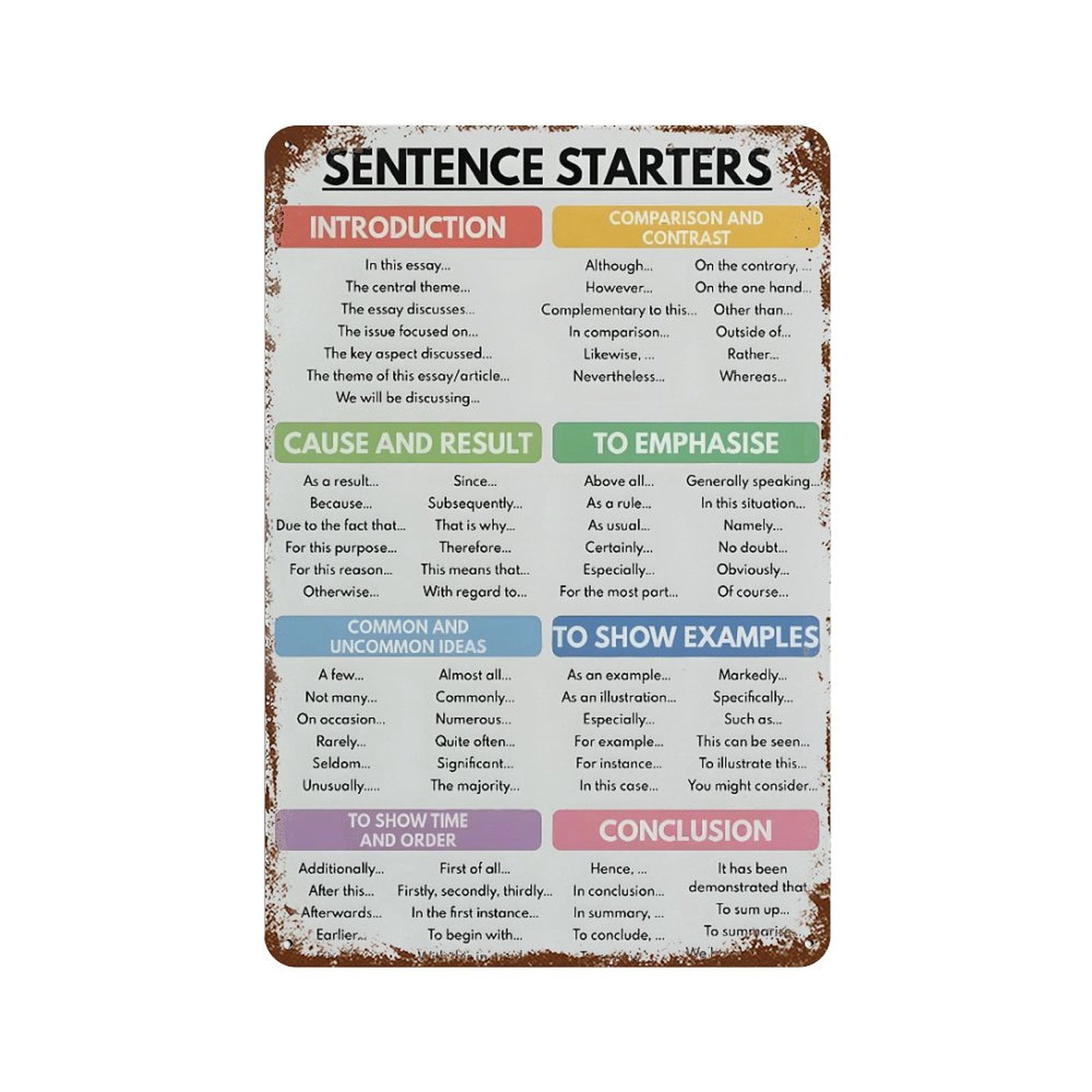 8x12 Inch SENTENCE STARTERS Tin Metal Decorative Wall Paintings ...