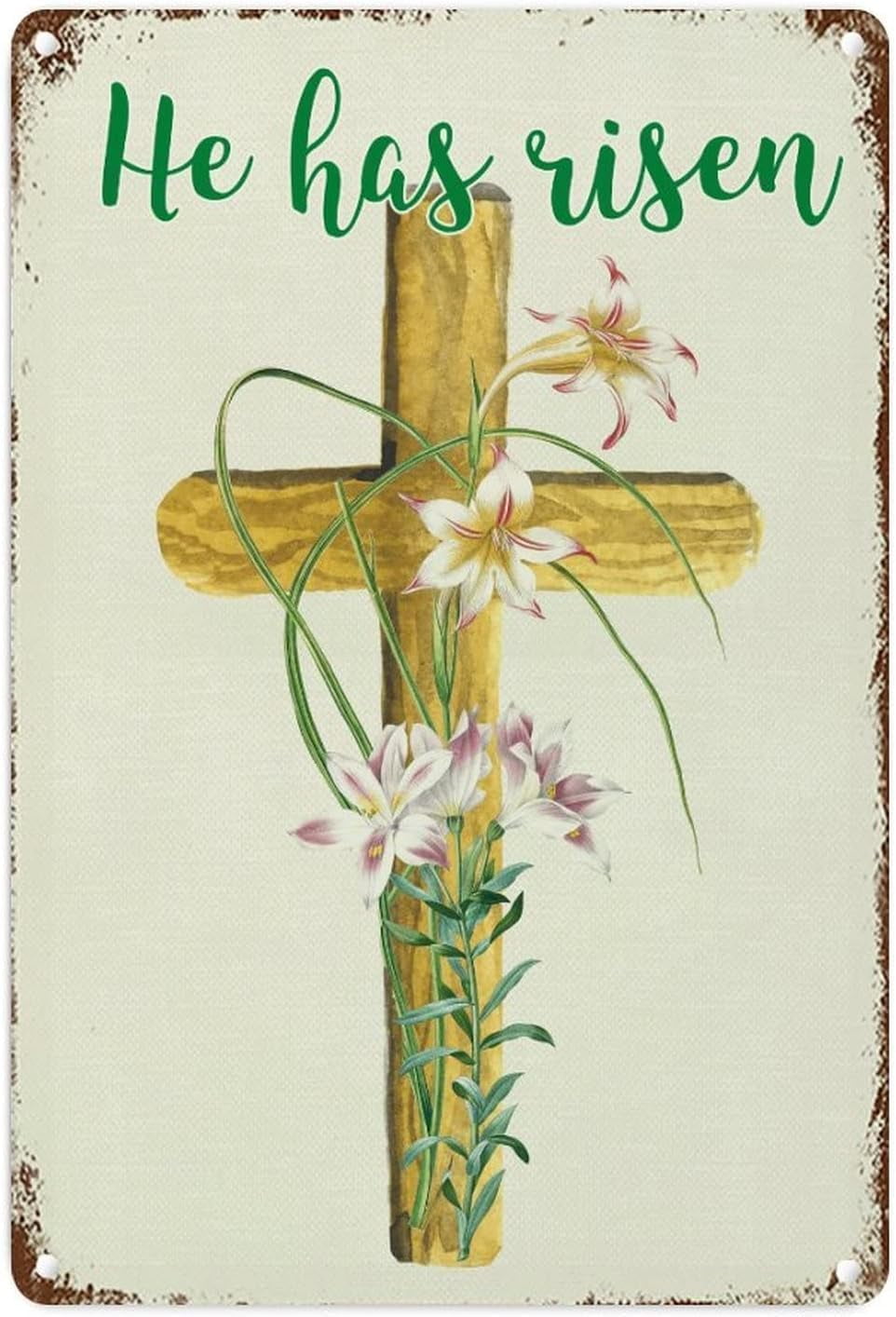 8x12 Inch Spring Greetings Happy Easter Metal Wall Sign He Is Risen ...