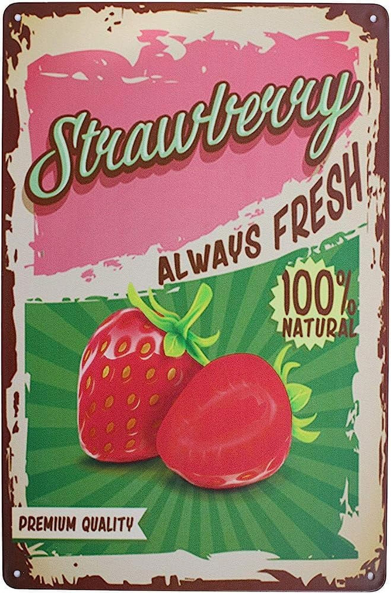 8x12 Inch Strawberry Decor For Kitchen Funny Metal Tin Sign Wall Decor ...