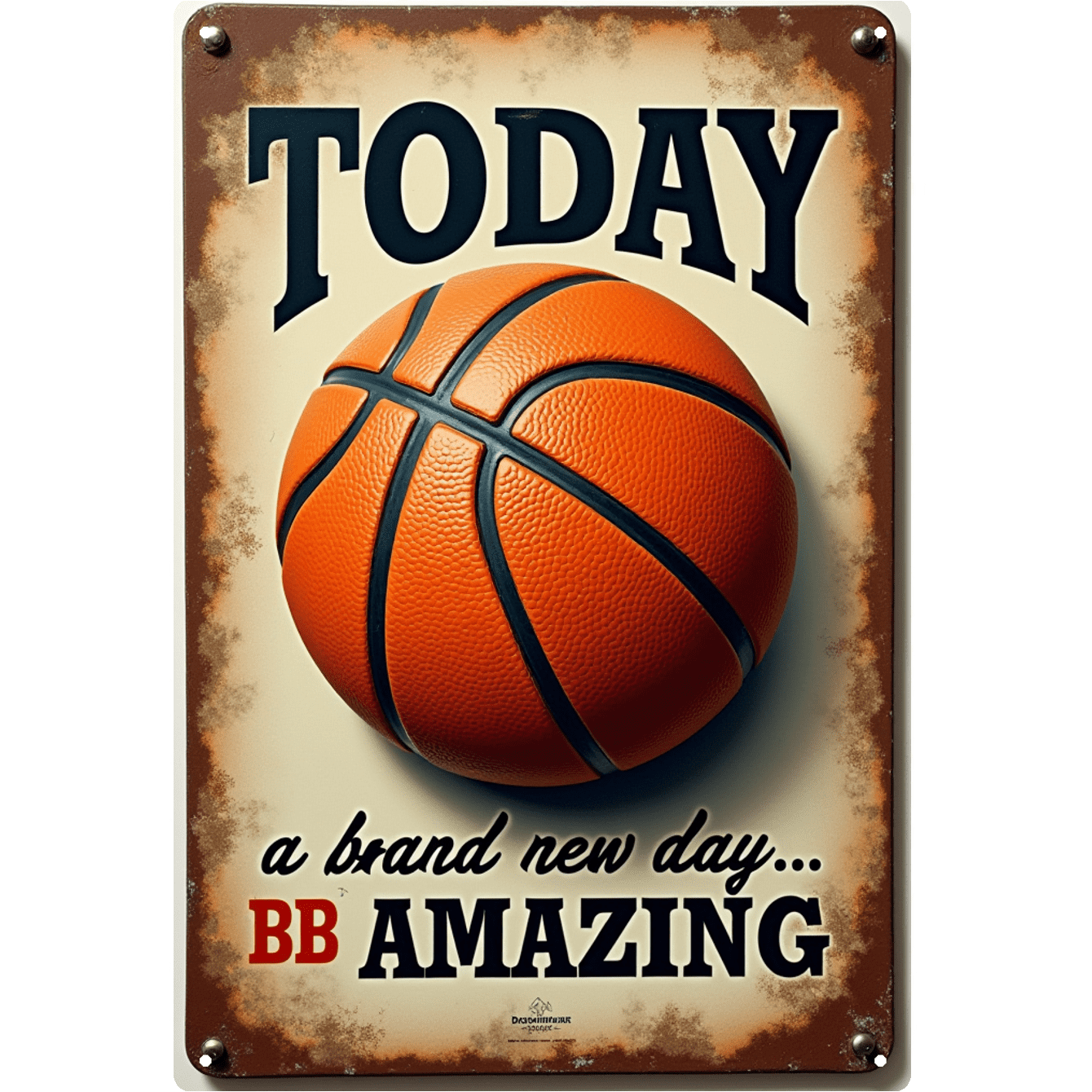 8x12 Inch Tin Sign - Basketball Design, Perfect for Wall, Bar, Sports ...