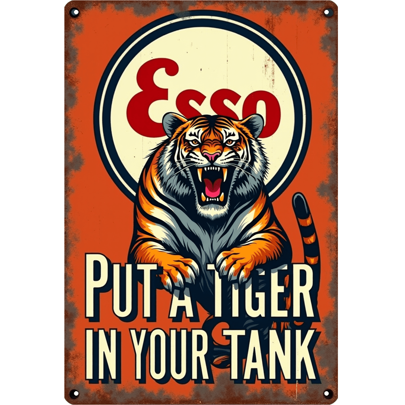 8x12 Inch Tin Sign - Esso Tiger Put a Tiger in Your Tank Design ...