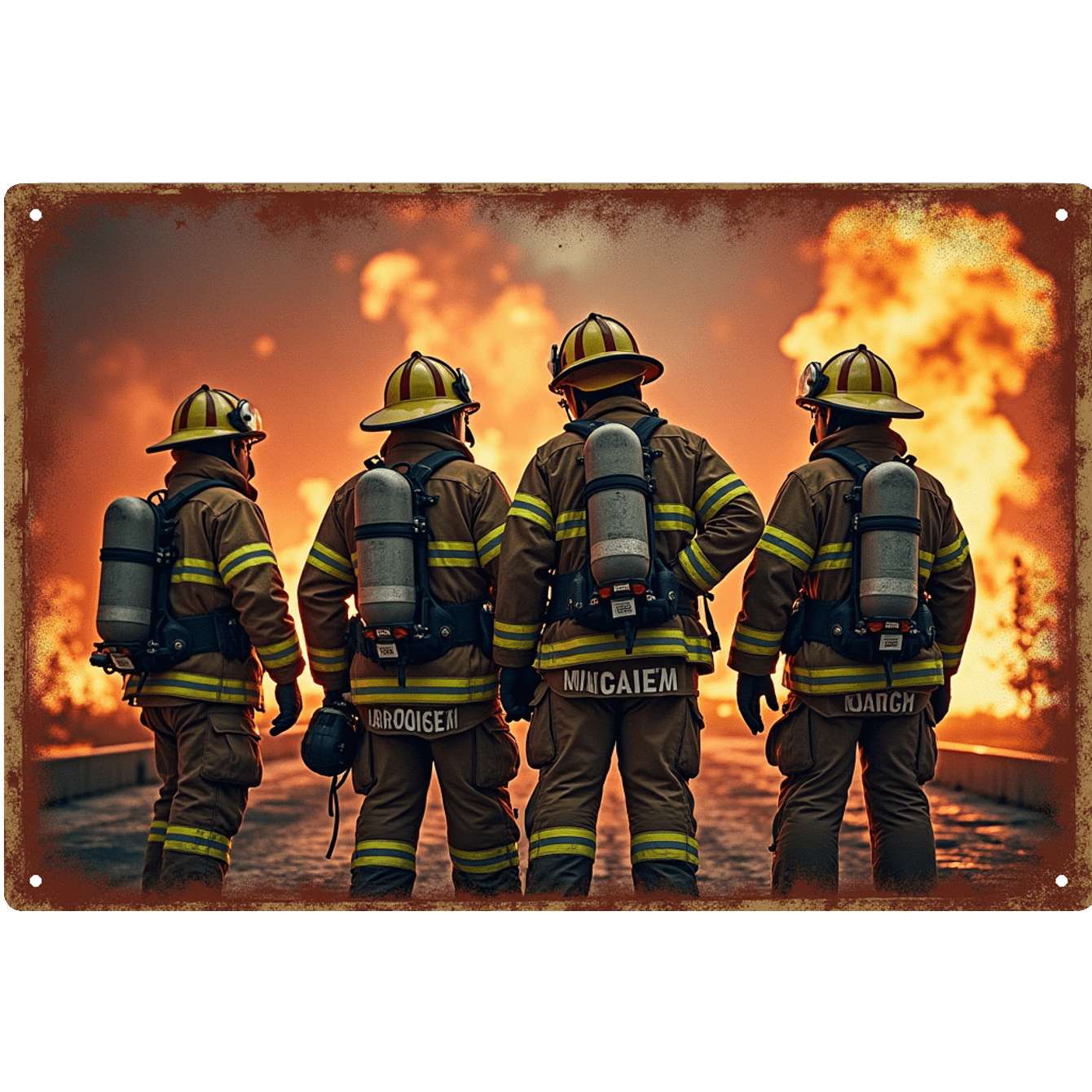 8x12 Inch Tin Sign - Firefighters Design, Perfect for Wall, Bar ...