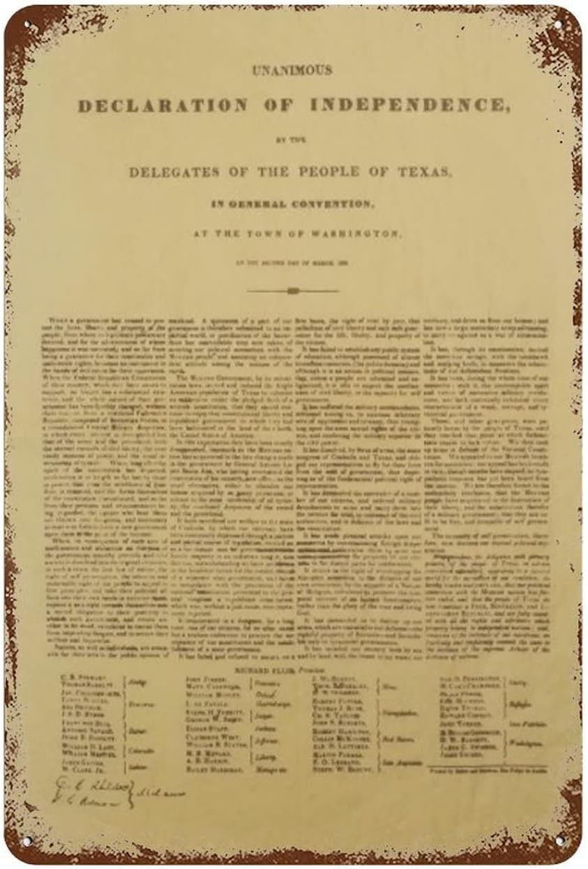 8x12 Inch Tx Declaration Of Independence Texas Poster Parchment Western ...