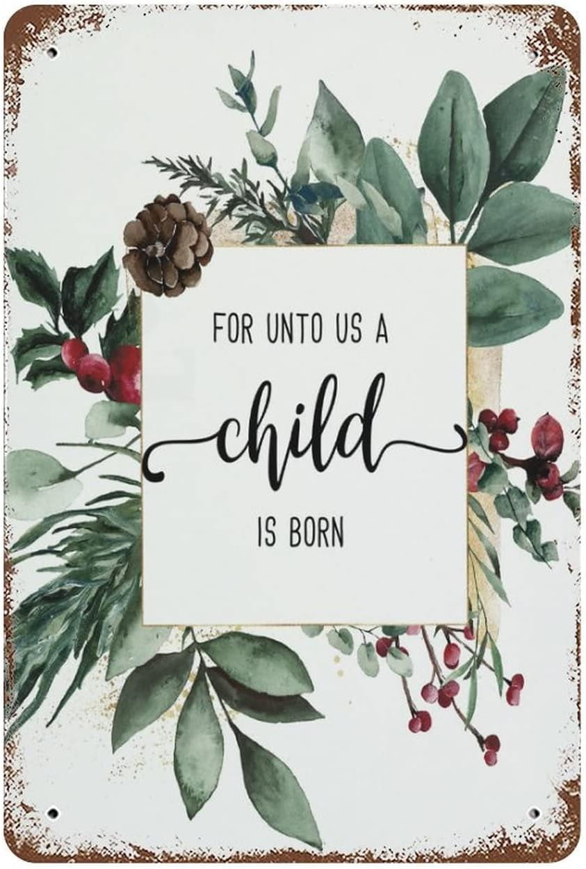 8x12 Inch For Unto Us A Child Is Born,Christmas Christian Retro Metal ...