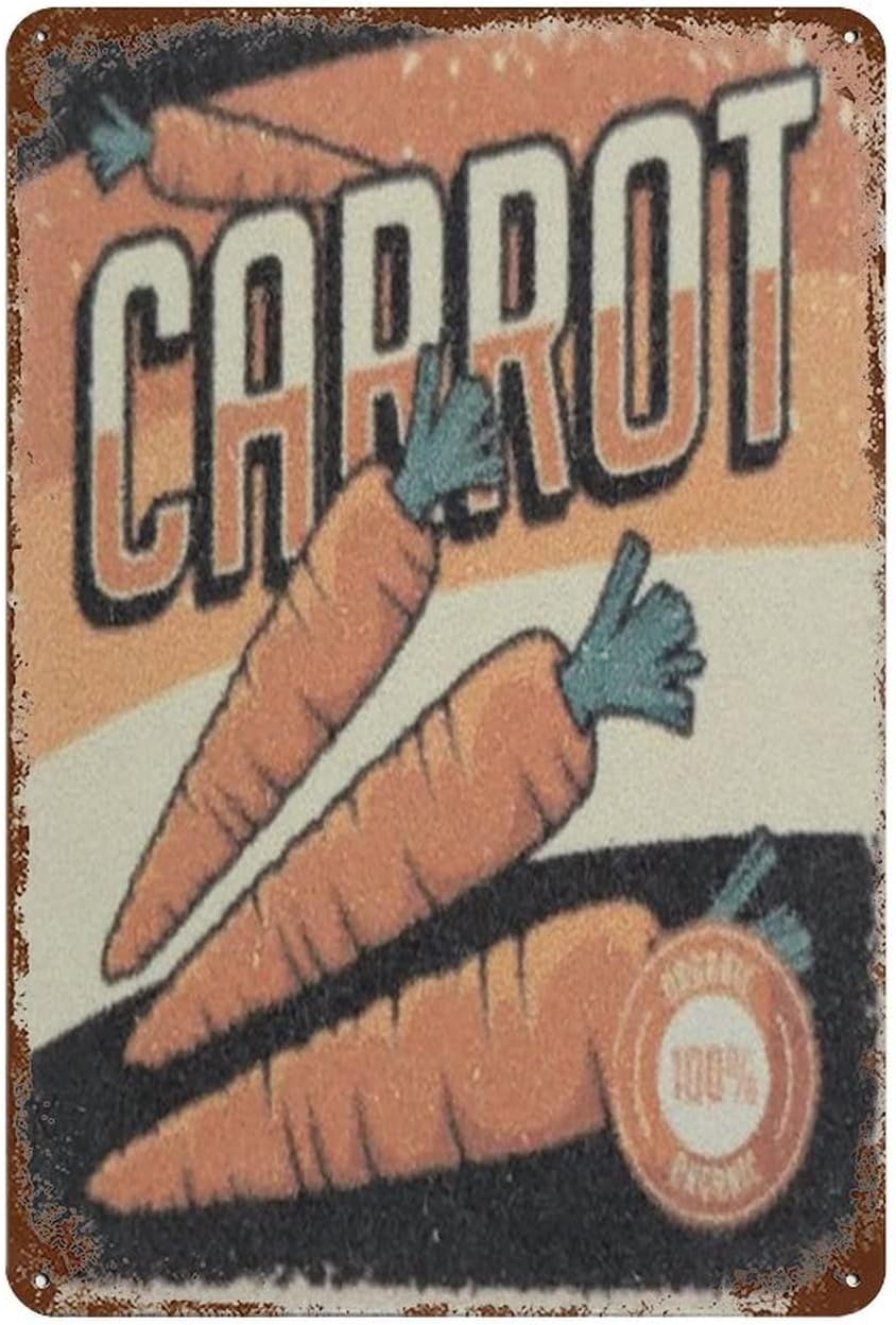 8x12 Inch Vintage Decor,Carrot Metal Tin Sign,Food Fruits Vegetables ...