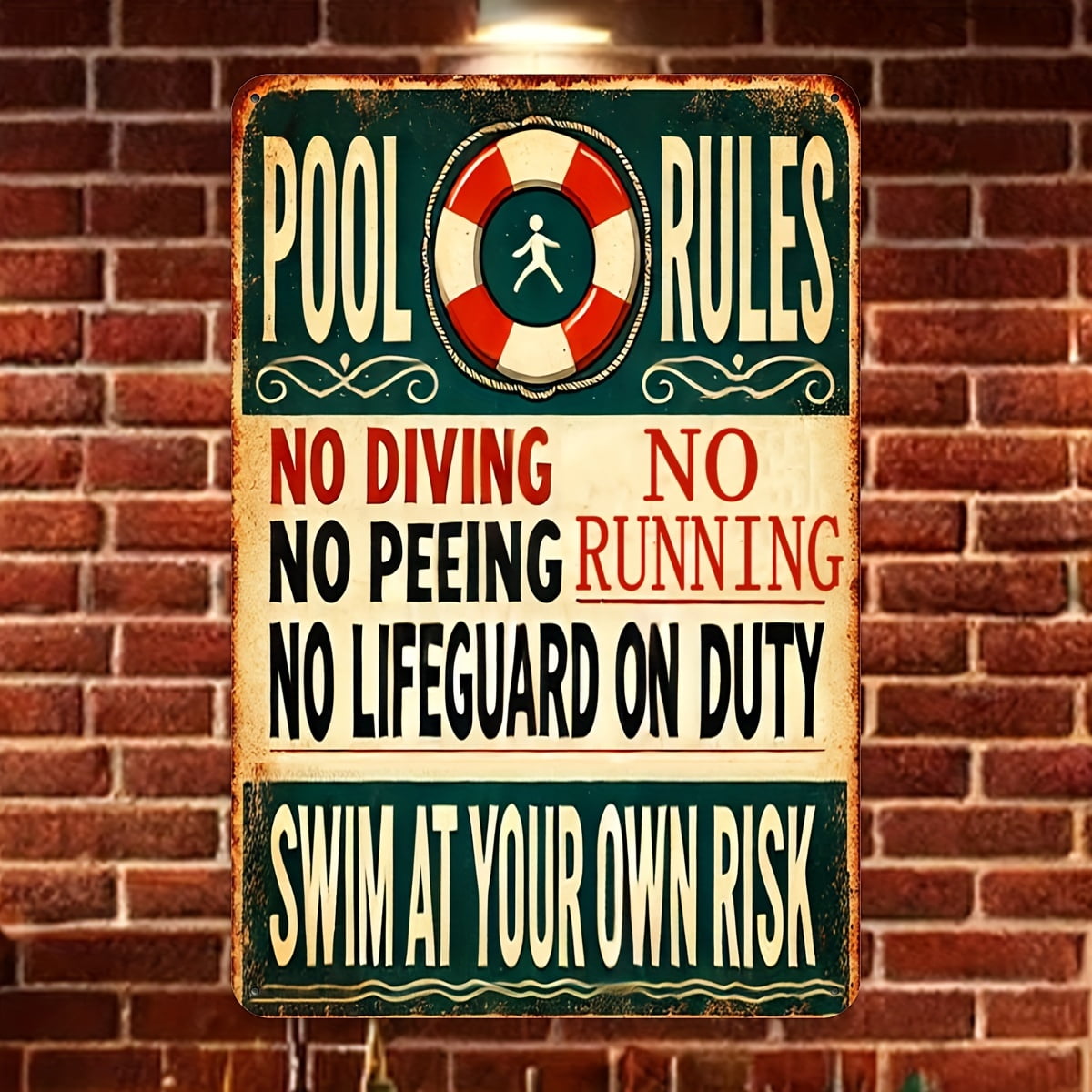8x12 Inch Vintage "Pool Rules" Metal Sign - Ideal Rustic Decor for ...