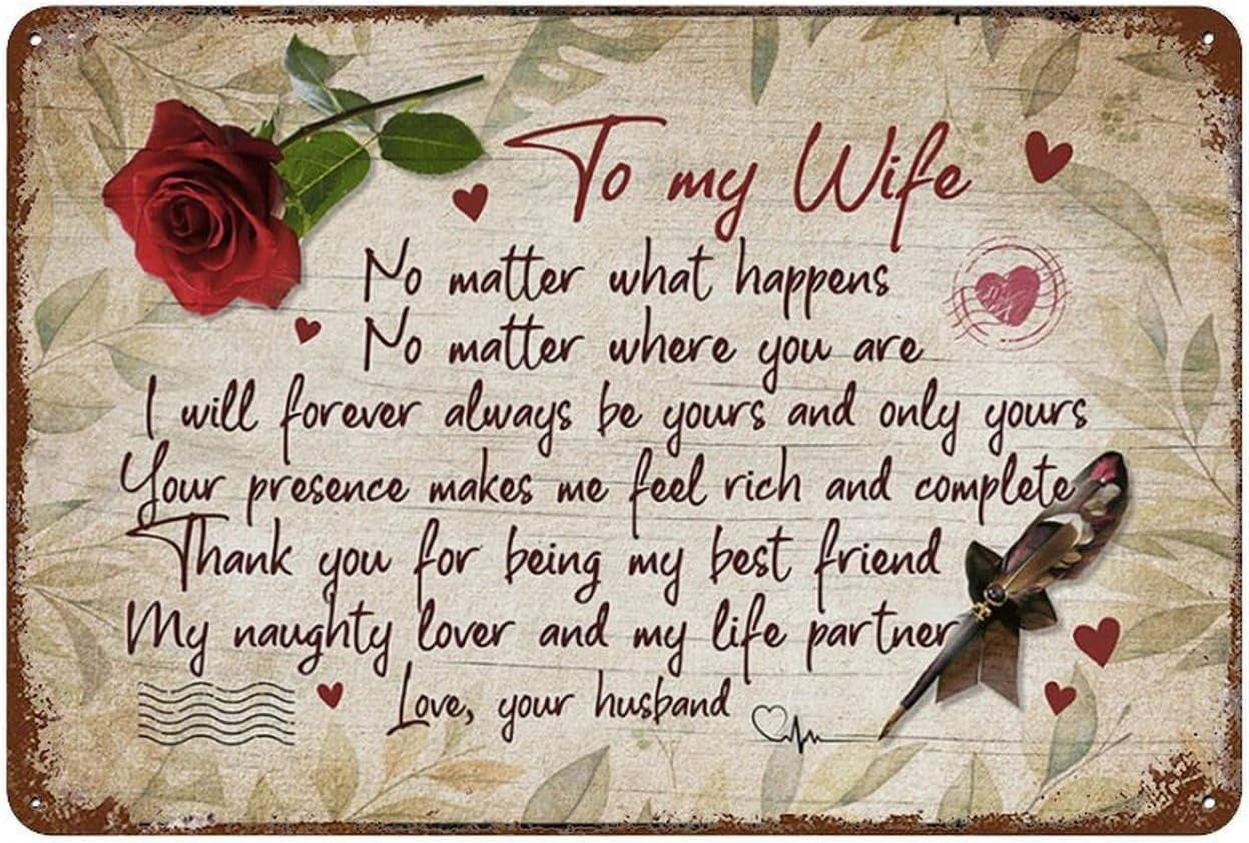 8x12 Inch Vintage Tin Sign Gift For Wife To My Wife Love Letter Rose ...