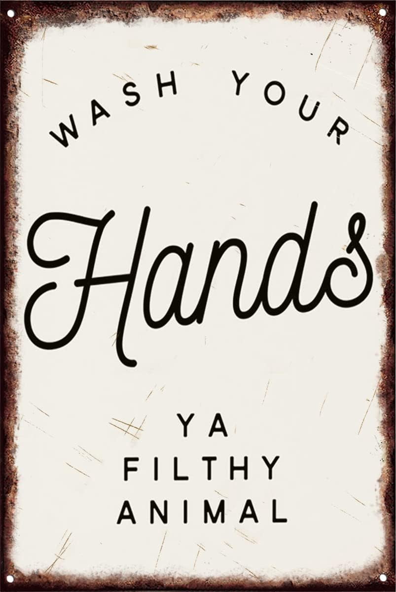 8x12 Inch Wash Your Hands Ya Filthy Animal Funny Bathroom Sign Bathroom ...