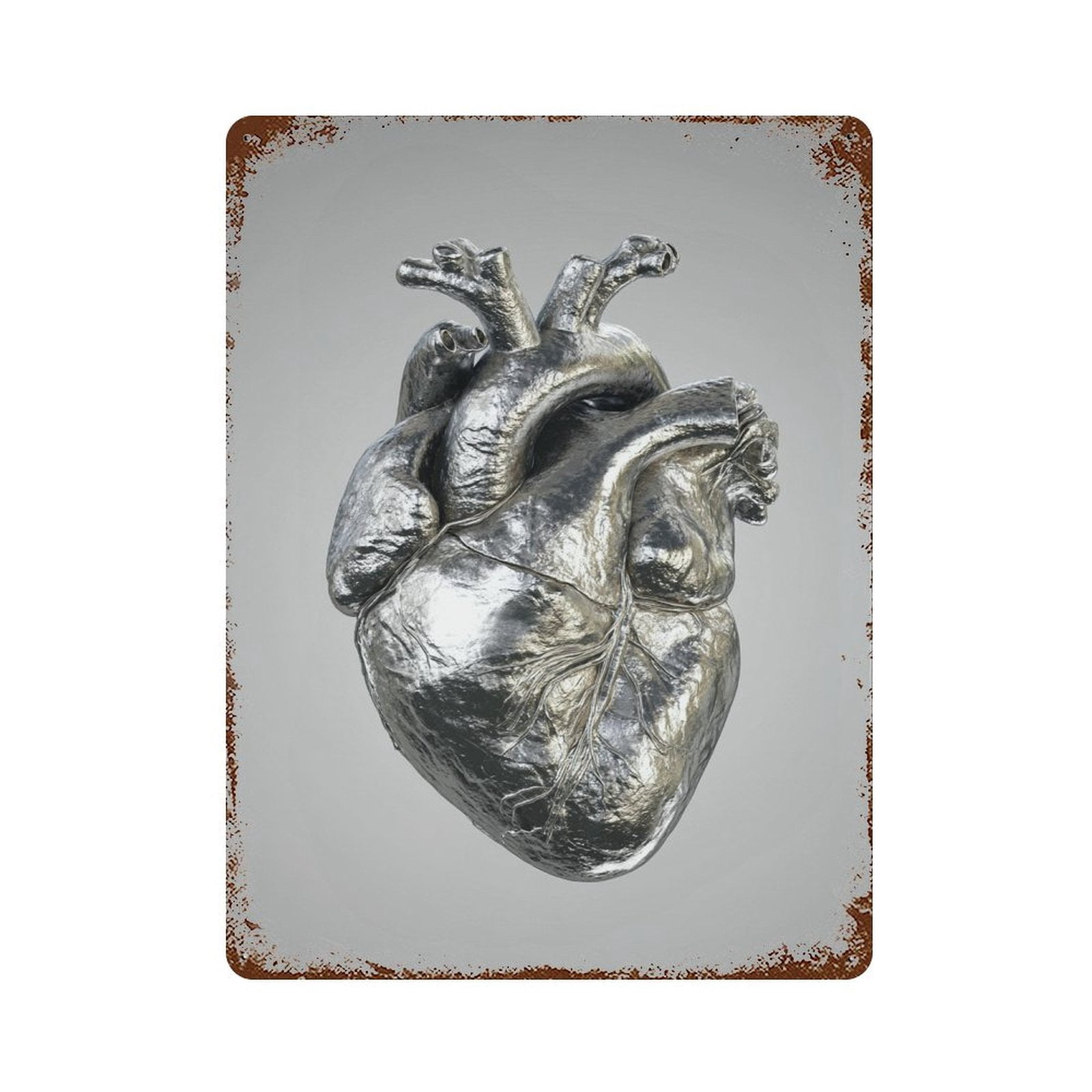 8x12 Inch Xiedada_06566_1_A_silver_human_heart_with_realistic_details ...