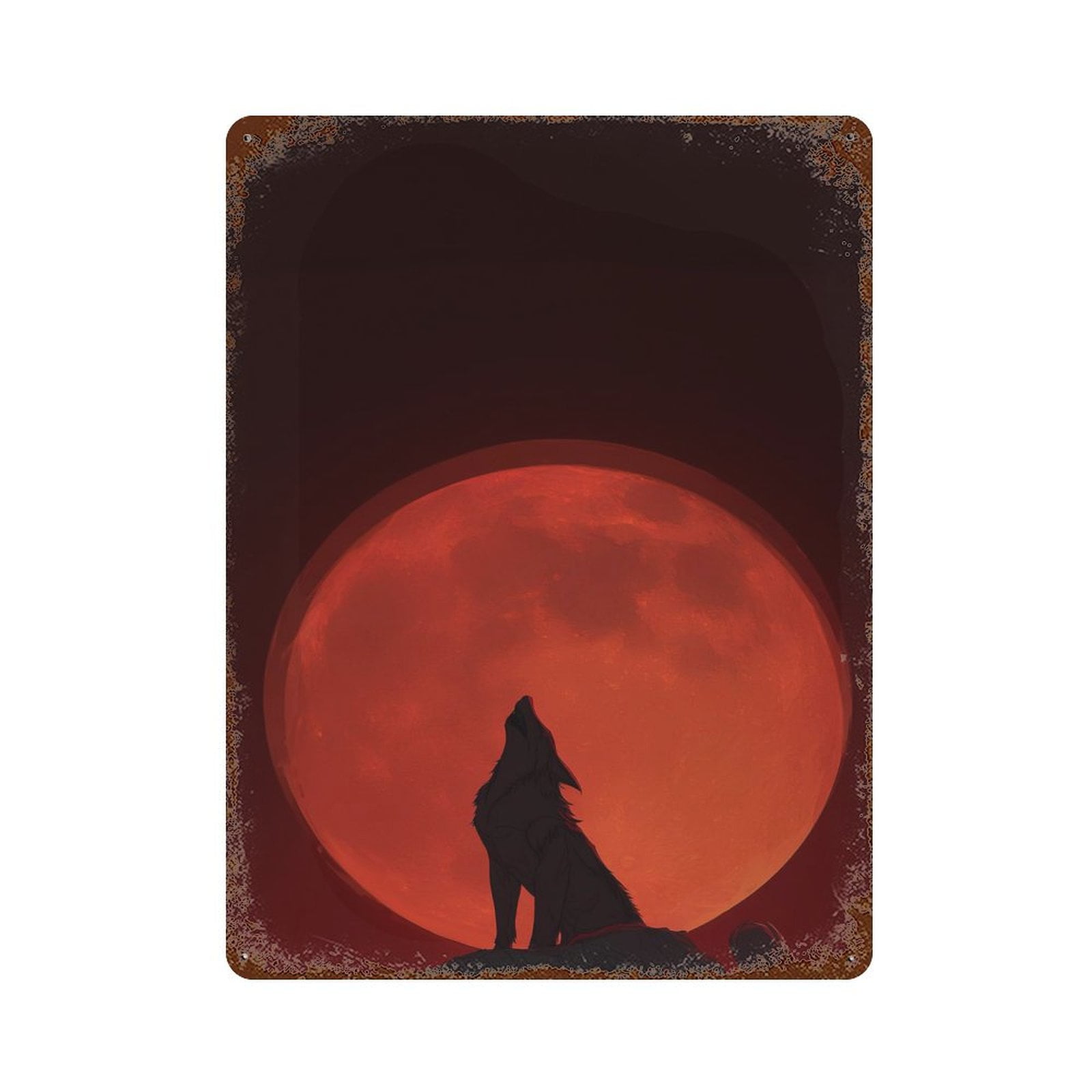 8x12 Inch Xiedada_06566_1_Red_moon_werewolf_howling_at_the_full_red ...