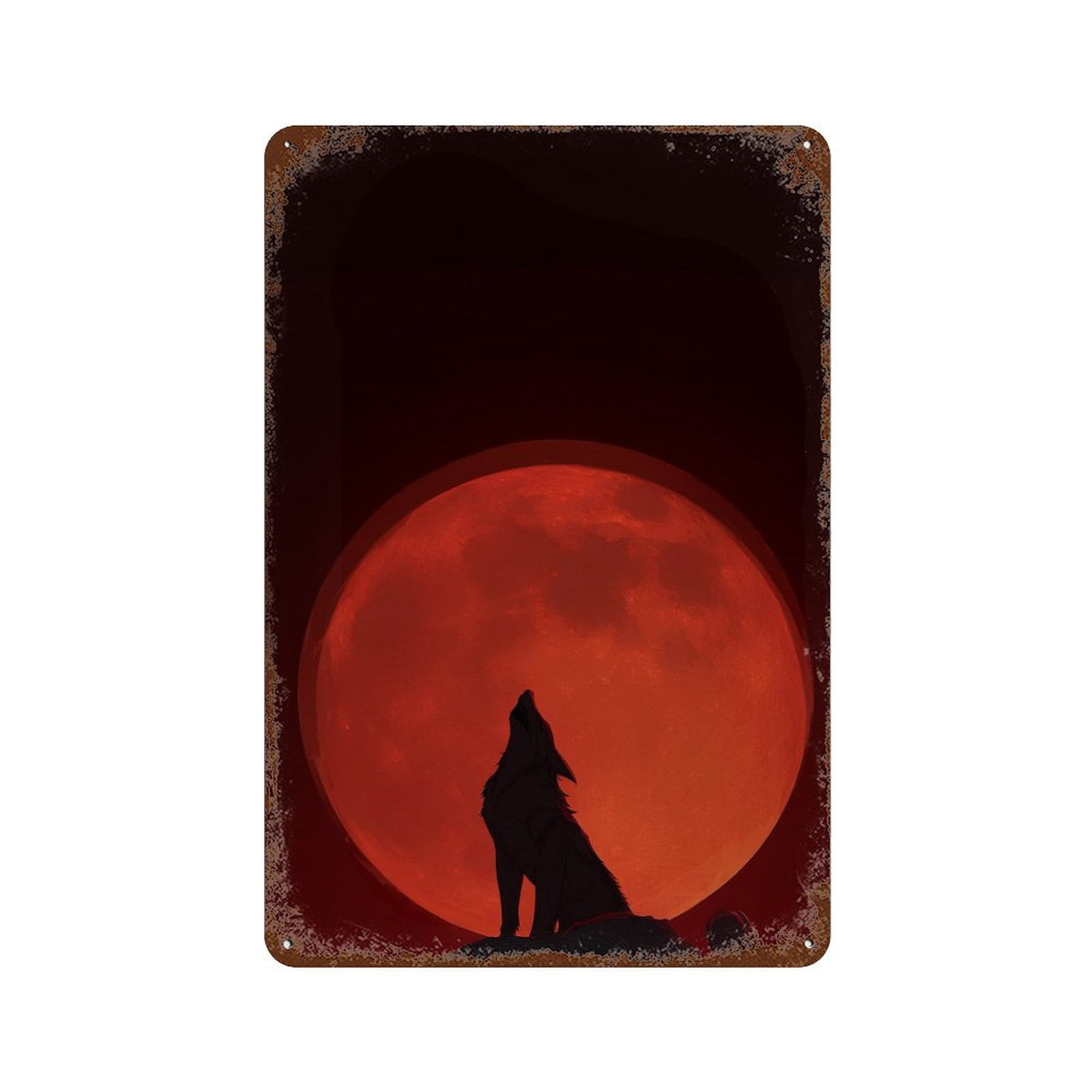 8x12 Inch Xiedada_06566_1_Red_moon_werewolf_howling_at_the_full_red ...