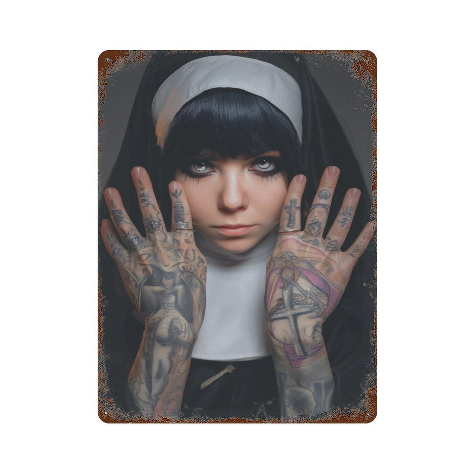 8x12 Inch Xiedada_06566_2_A_beautiful_tattooed_nun_with_dark_hair_and ...