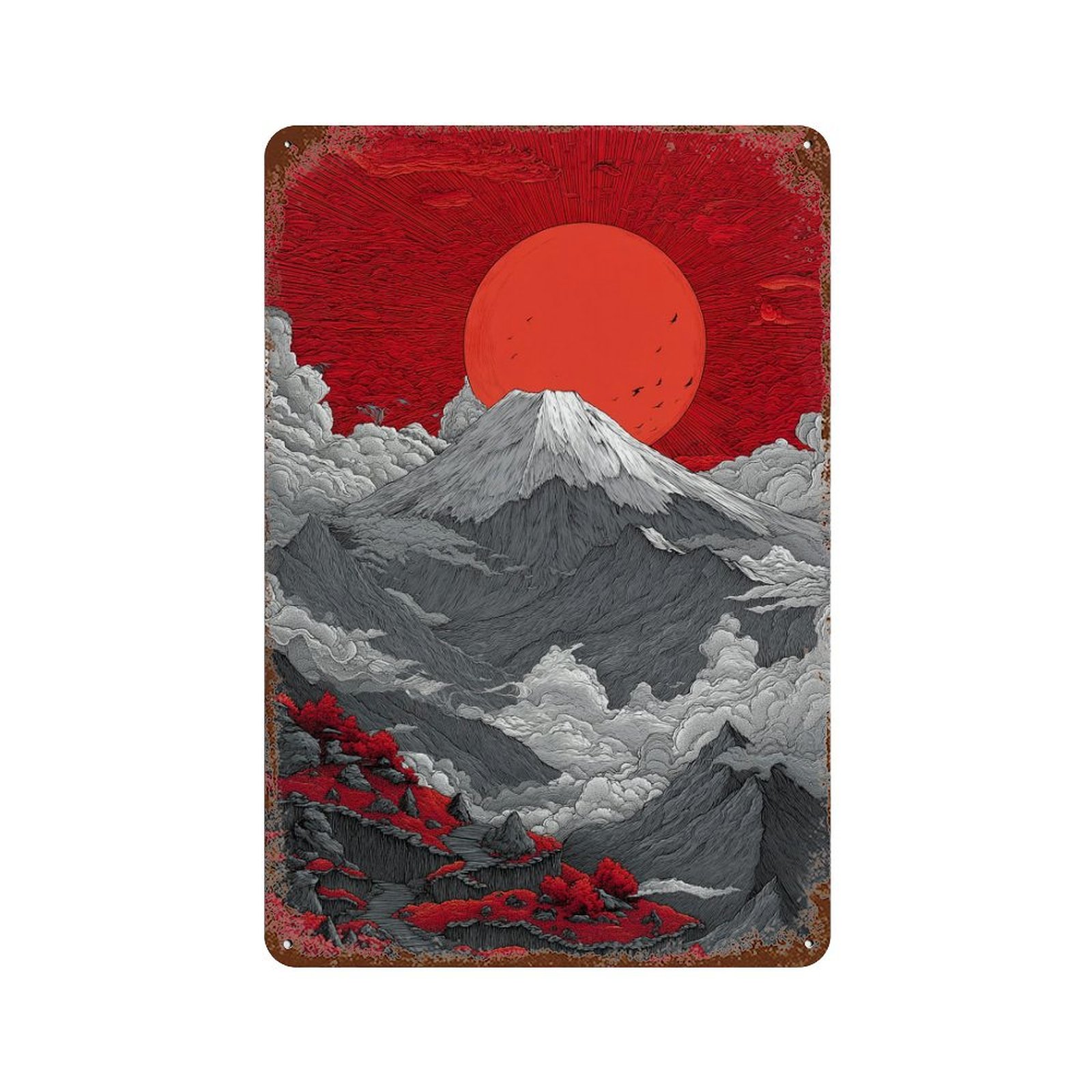 8x12 Inch Xiedada_06566_3_Japanese_sun_and_mountain_vector_graphics_red ...