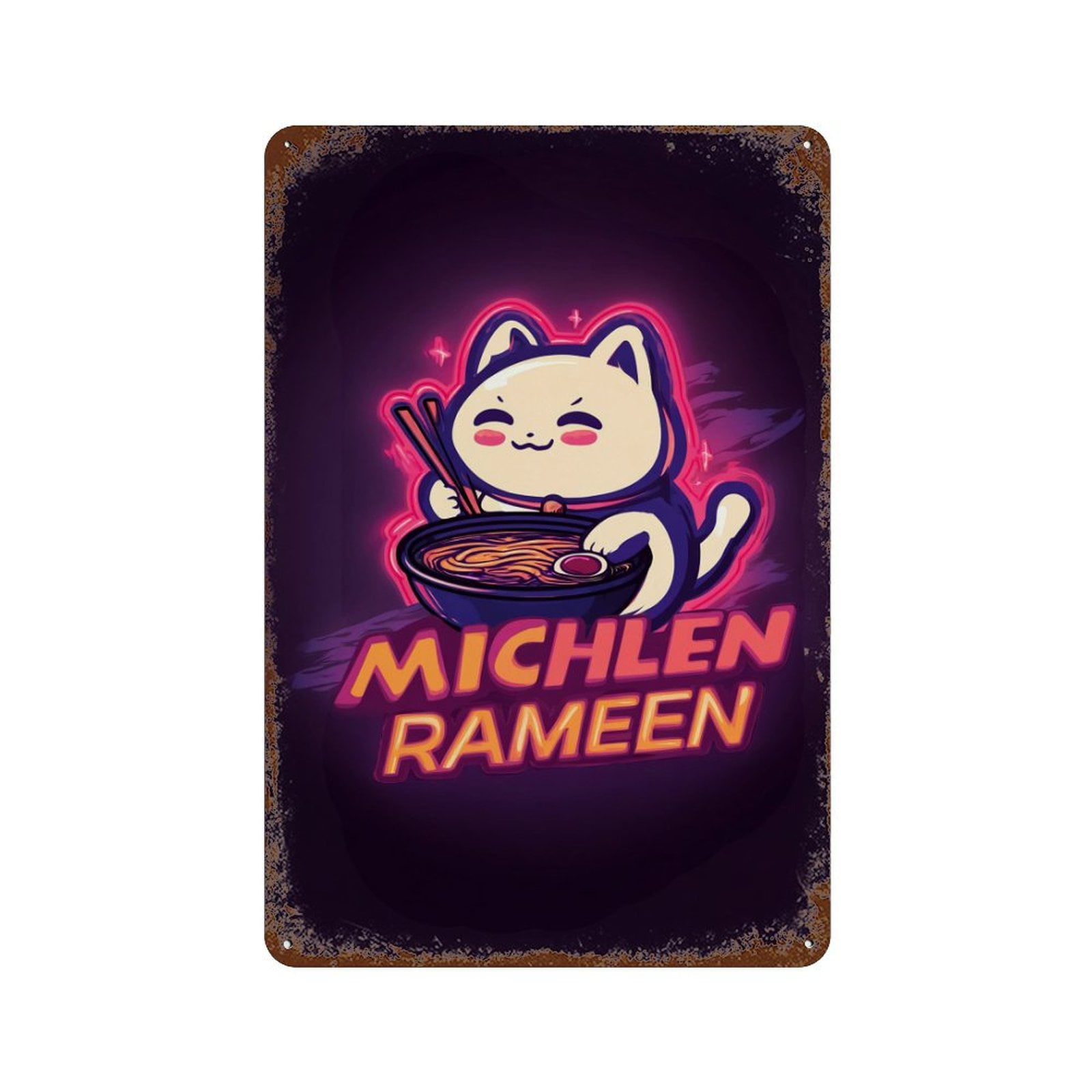 8x12 Inch Xiedada_06566_4_A_cute_neon_sign_of_an_anime_cat_eating_ramen ...